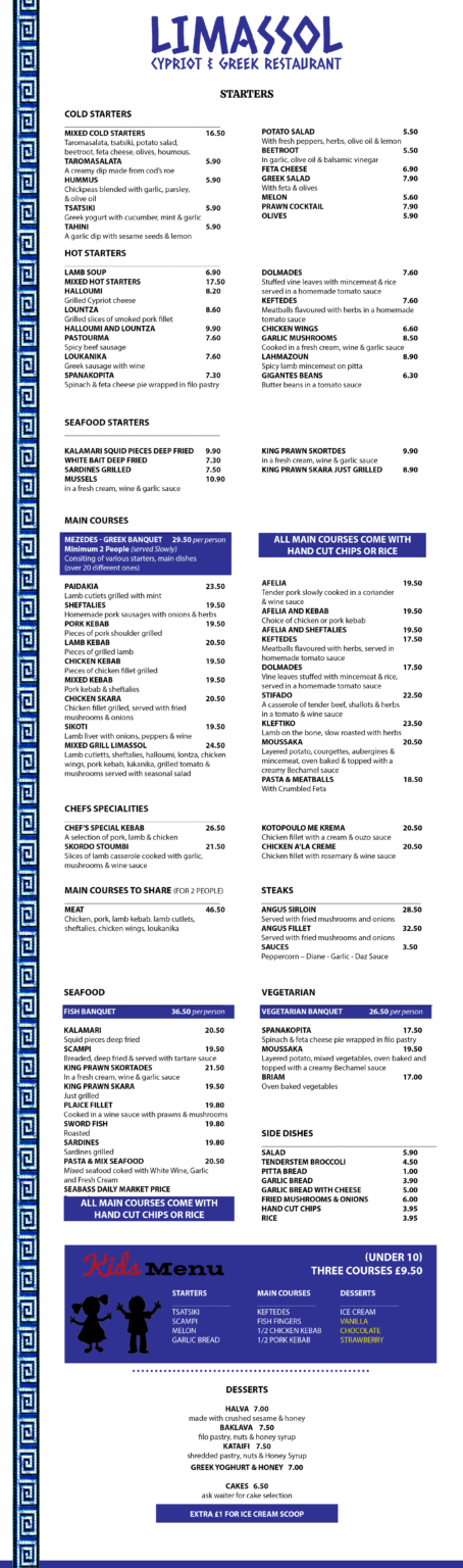 Limassol Restaurant – St. Helens – Inspired in Cyprus prepared in St ...